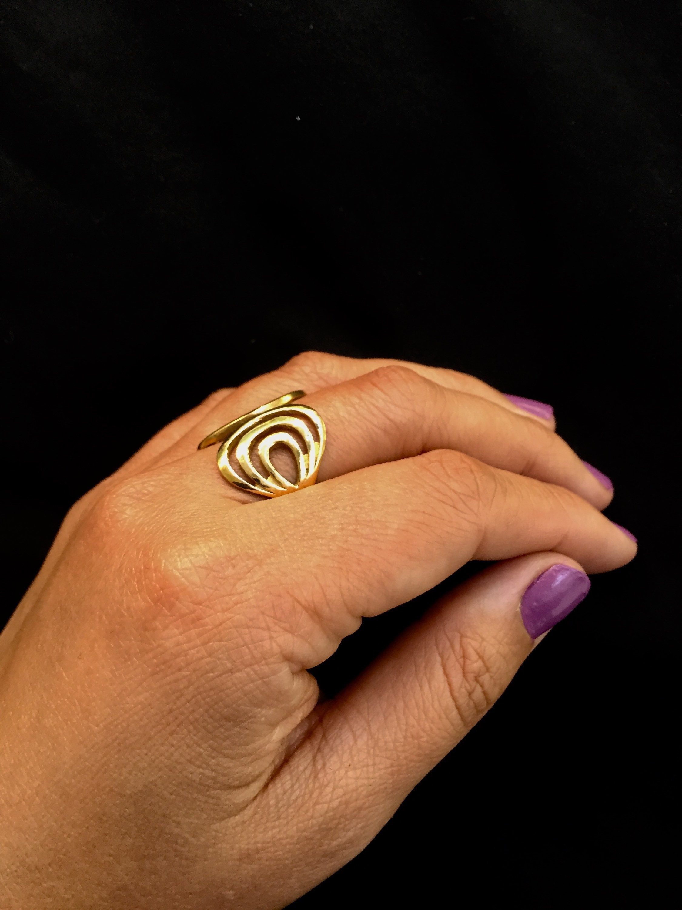 Brass Gold Swirl Ring - Etsy