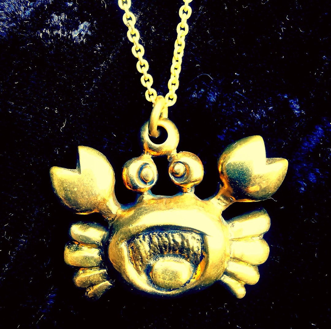 The Cancer Crab Astrology Star Sign Brass Gold Necklace - Etsy