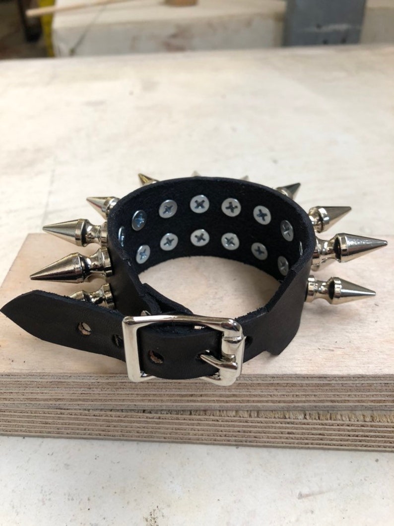 Spike bracelet with dual rows of 1 spikes | Etsy