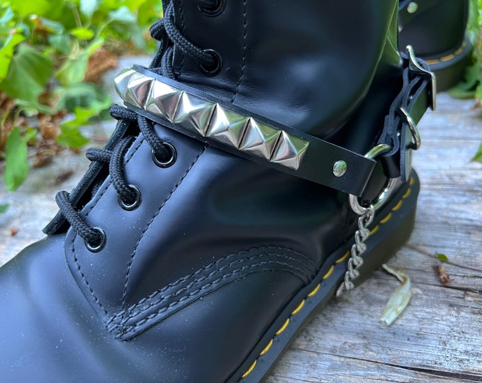 Studded Leather Punk Boot Strap With Pyramid Studs - Etsy