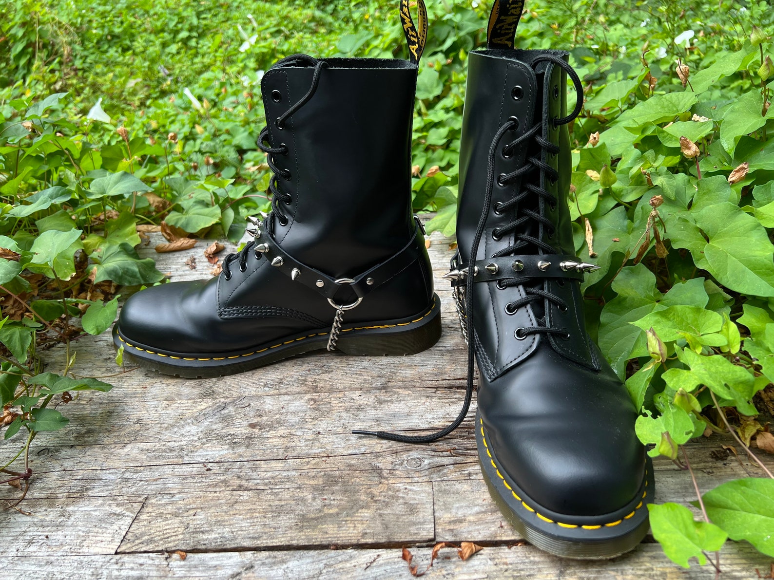 Spiked Punk Bootstrap With 1/2 Spikes Leather Boot - Etsy