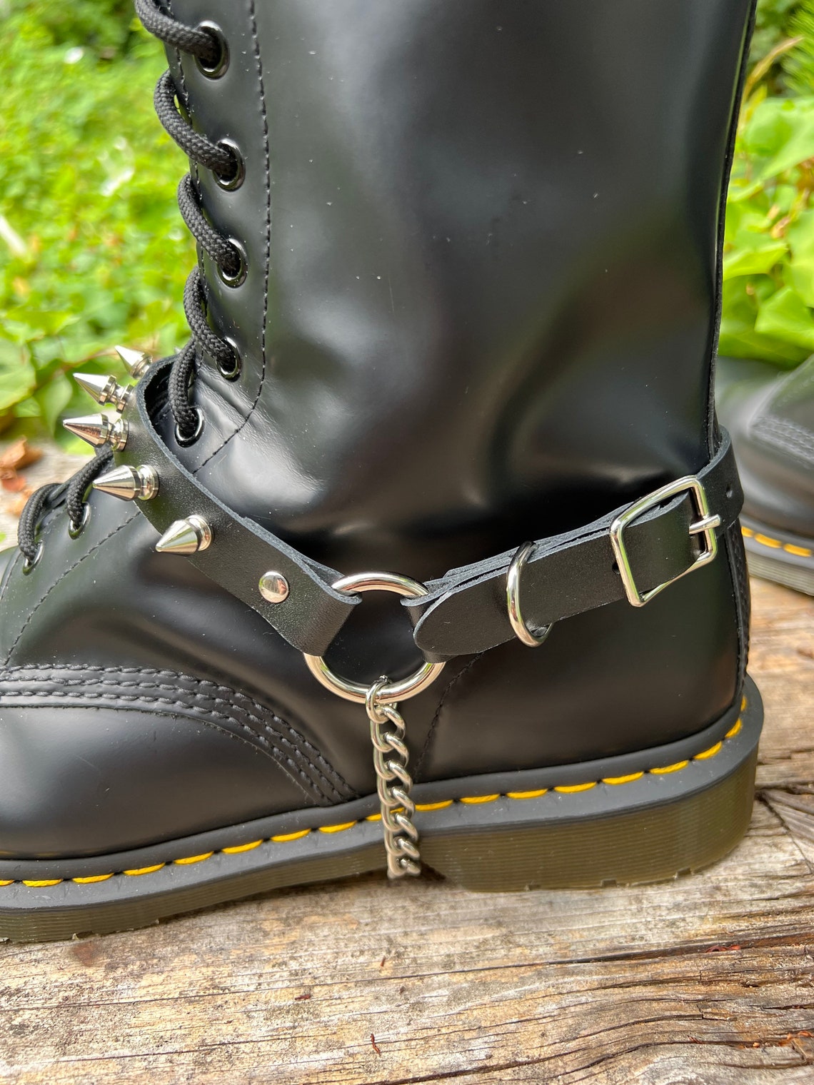 Spiked Punk Bootstrap With 1/2 Spikes Leather Boot - Etsy