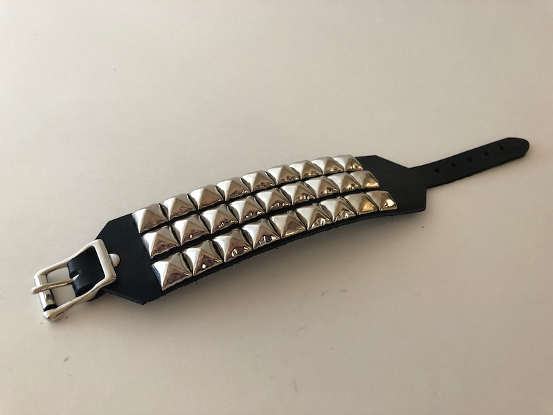 3 Row Pyramid Studded Bracelet / Available With Buckle or Snap - Etsy
