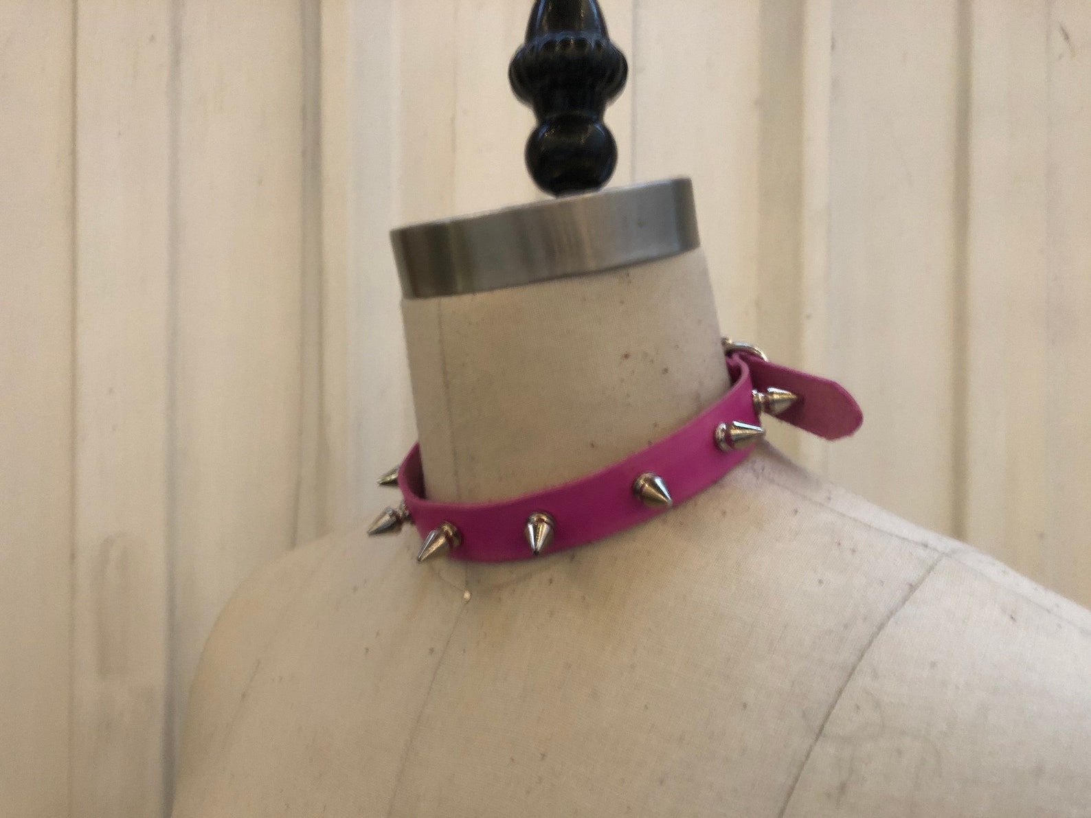 Leather Punk Collar With 9 Spikes | Etsy