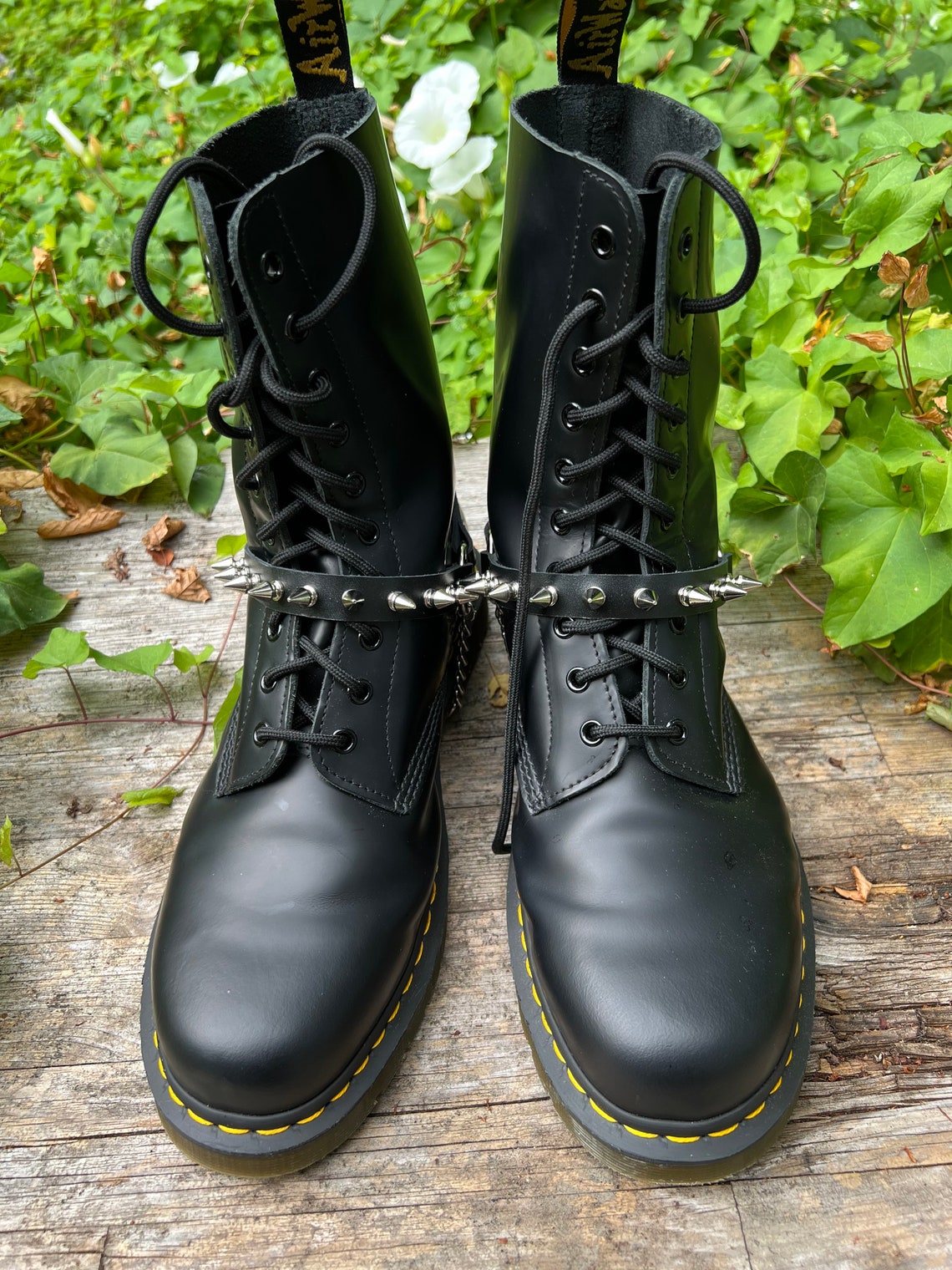 Spiked Punk Bootstrap With 1/2 Spikes Leather Boot - Etsy