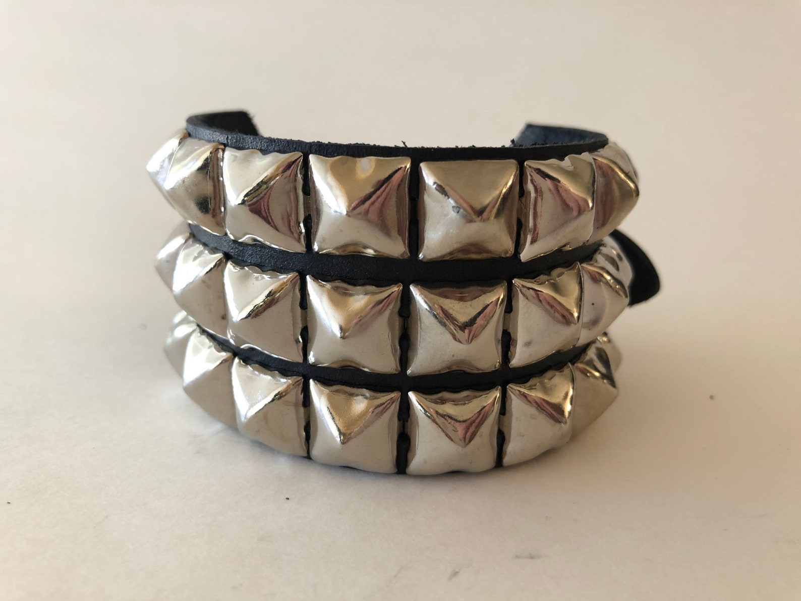 3 Row Pyramid Studded Bracelet / Available With Buckle or Snap - Etsy