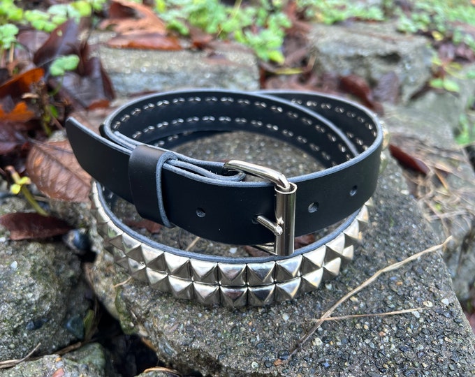 2 Row Pyramid Studded Belt - Etsy