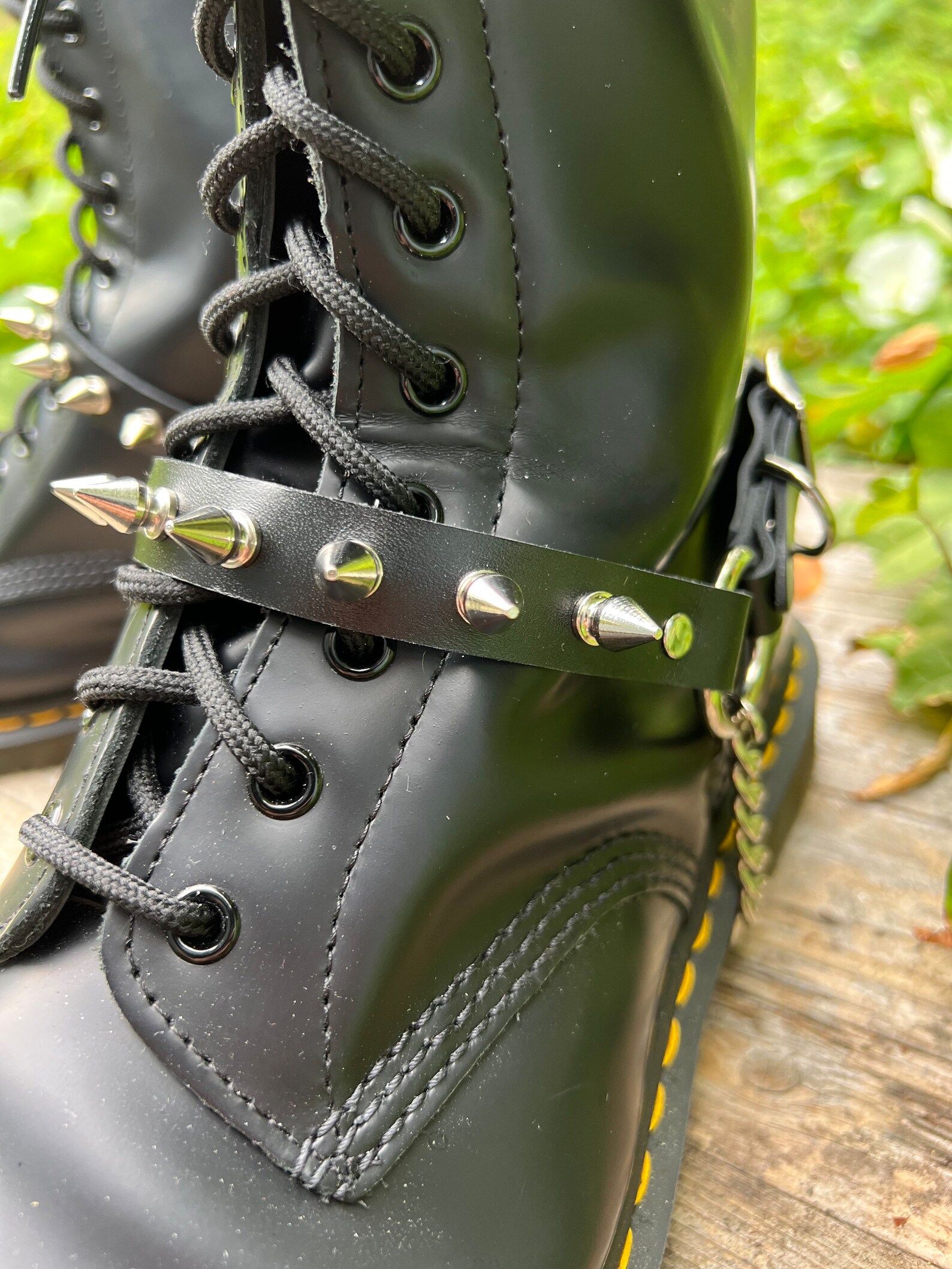 Spiked Punk Bootstrap With 1/2 Spikes Leather Boot - Etsy