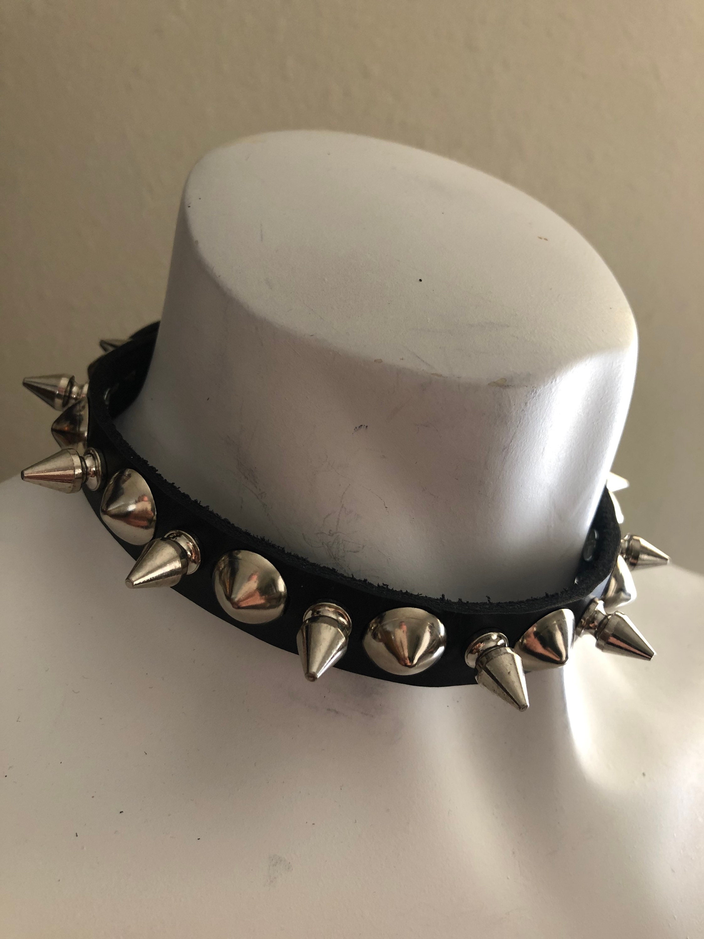 Alt spike gothic punk choker with tree spikes and cone studs | Etsy