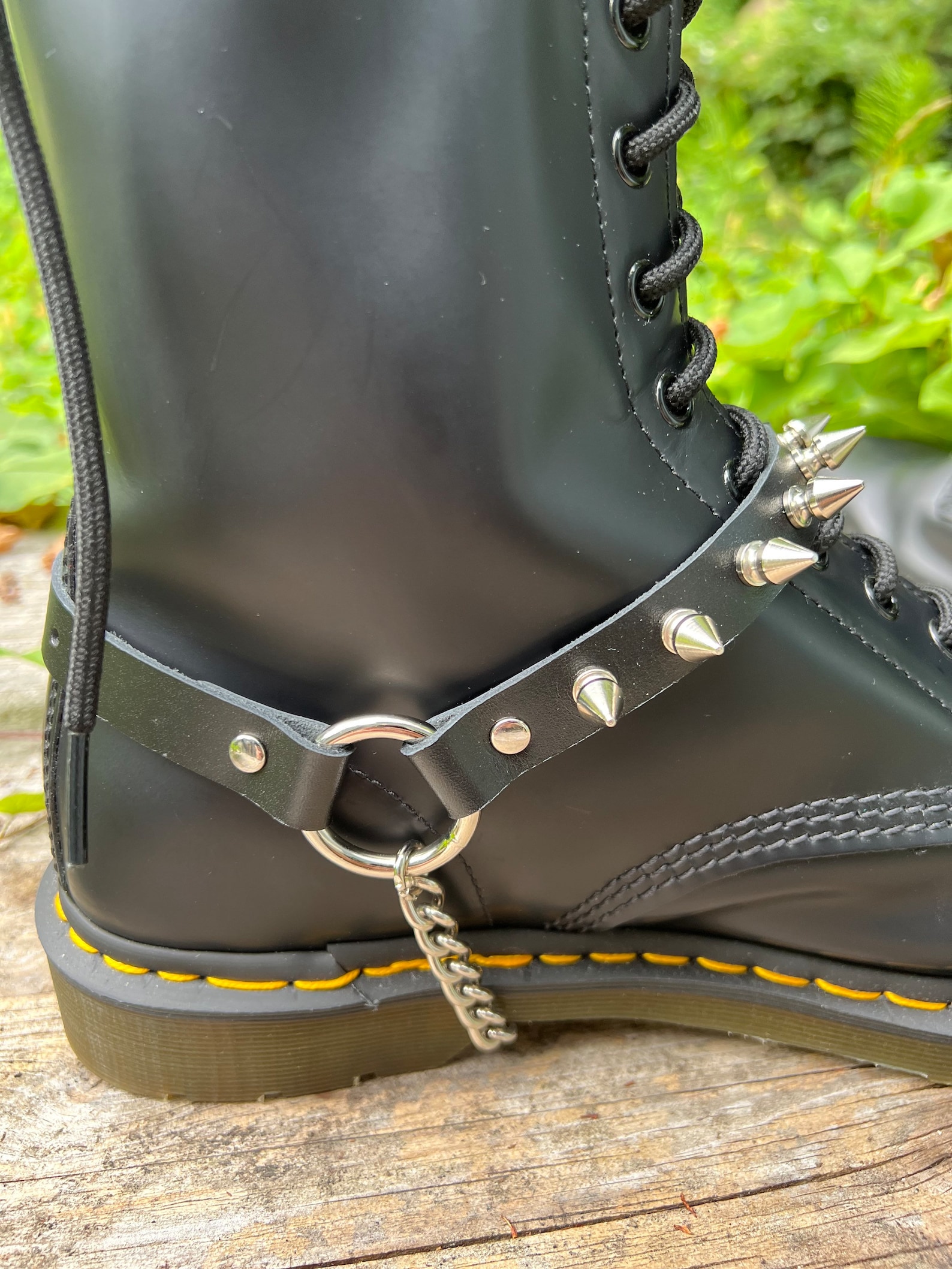Spiked Punk Bootstrap With 1/2 Spikes Leather Boot - Etsy
