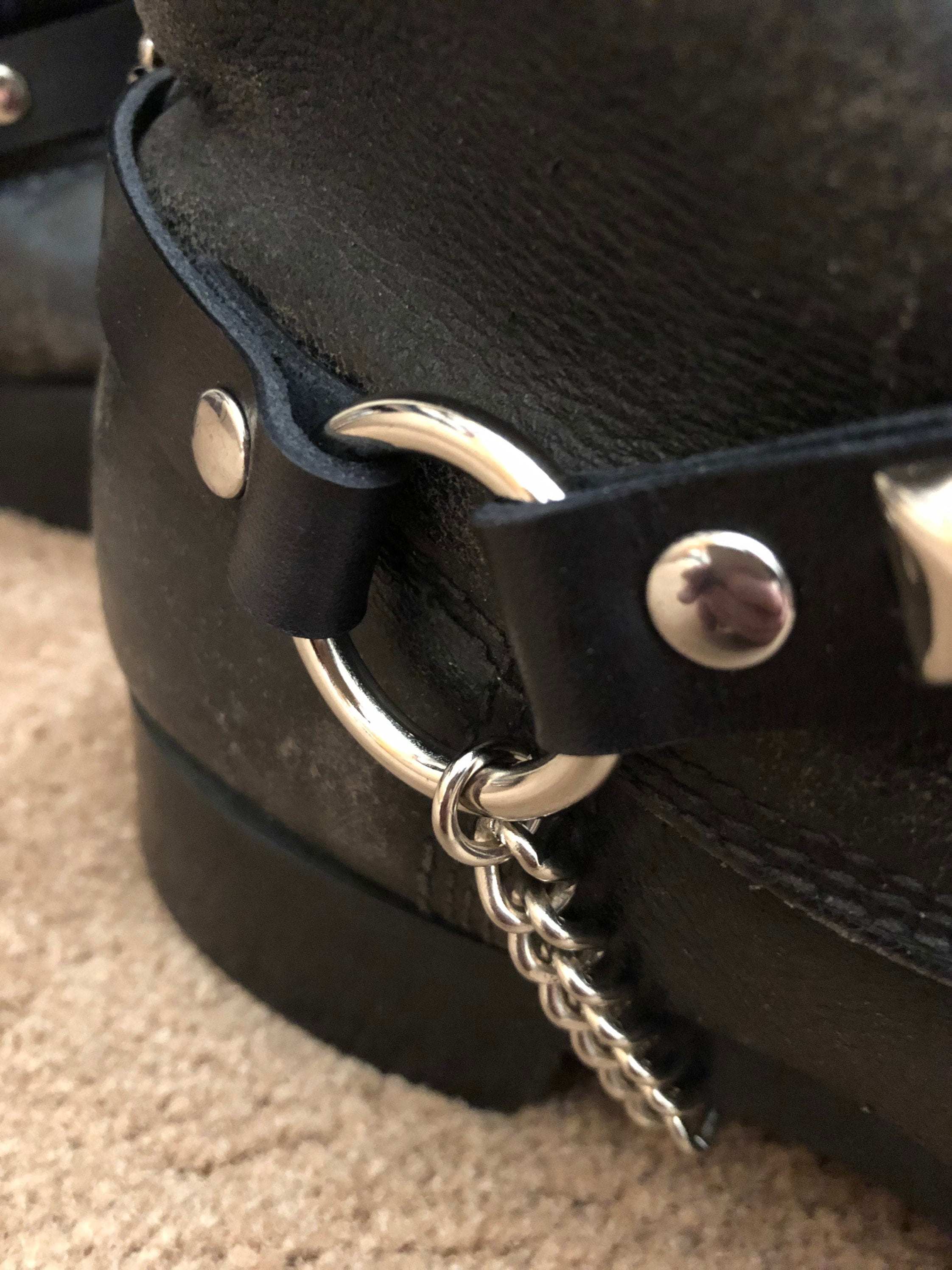 Studded leather punk boot strap with pyramid studs | Etsy
