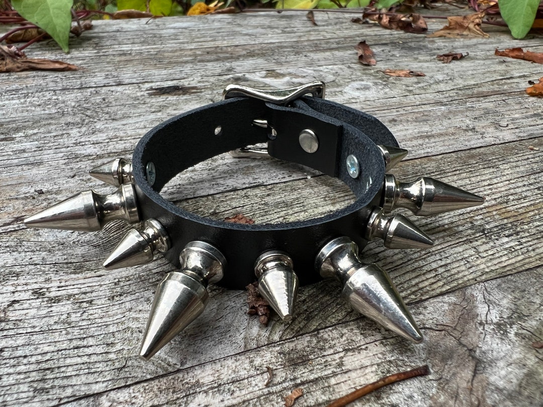 Punk Spiked Bracelet With Alternating 1" and 1/2" Tree Spikes - Etsy