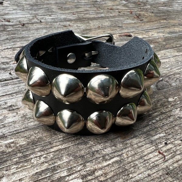 Studded Leather Bracelet - Etsy