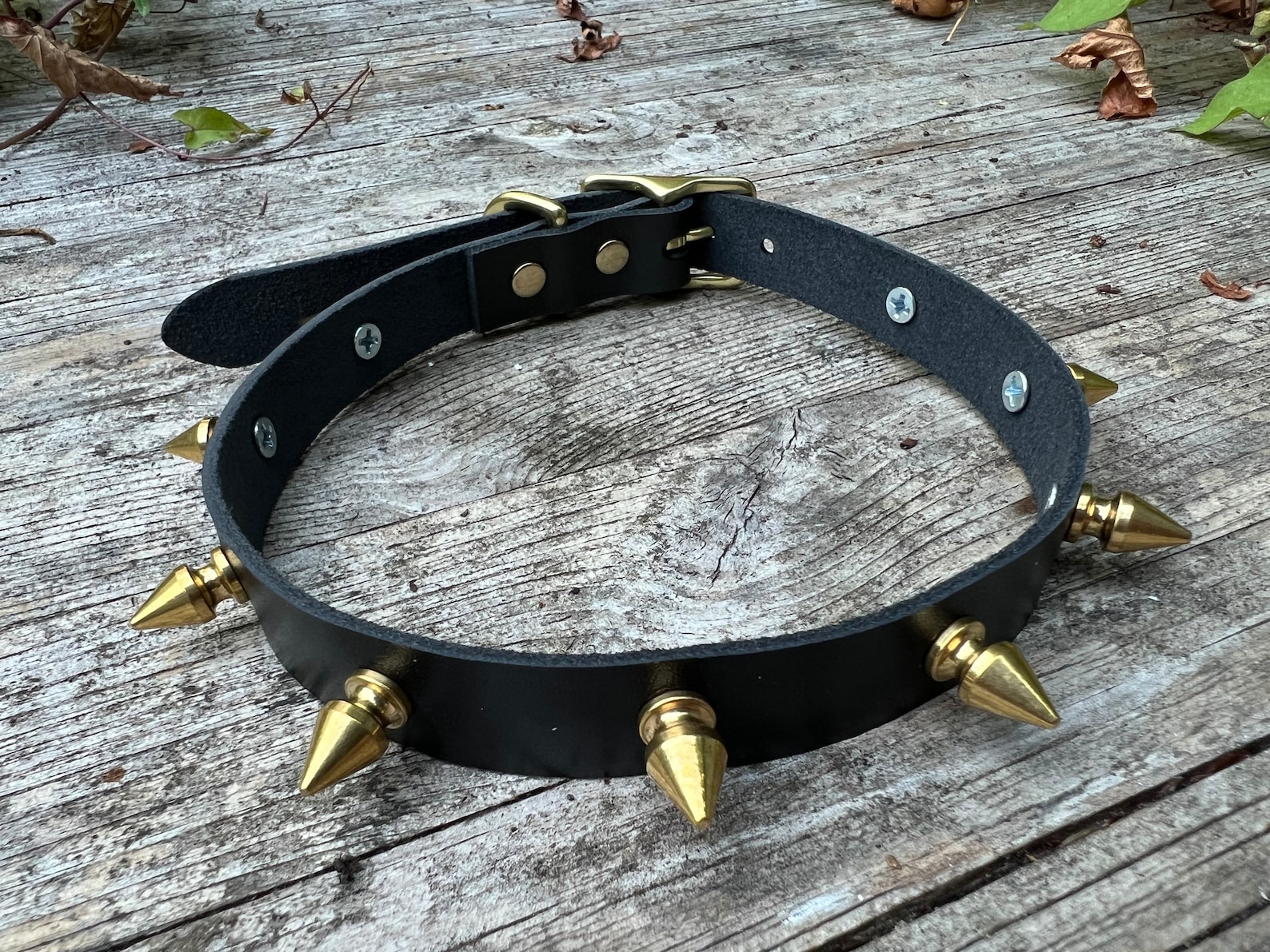 Leather Punk Collar With 9 Spikes - Etsy