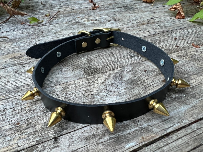Leather Punk Collar With 9 Spikes - Etsy