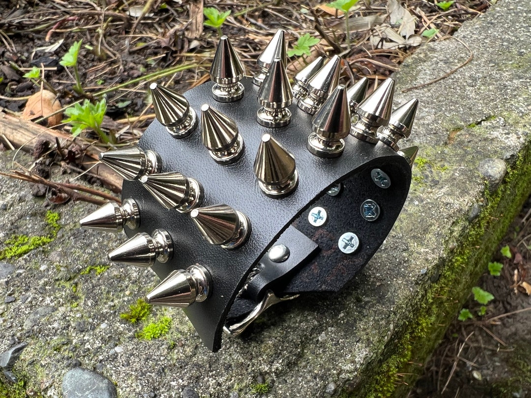 Gothic Punk Spike Bracelet With 3 Rows of Spikes - Etsy