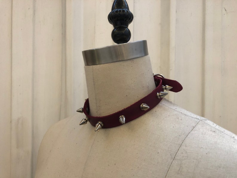 Leather Punk Collar With 9 Spikes | Etsy