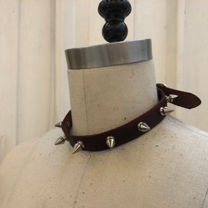 Leather Punk Collar With 9 Spikes | Etsy