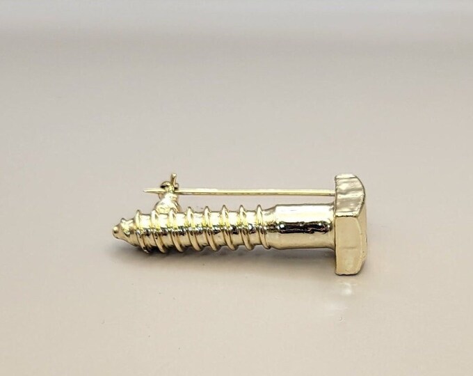 Screw Pin- Gold Tone Screw- Mechanic Jewelry- Large Hard Screw- Pop Art ...