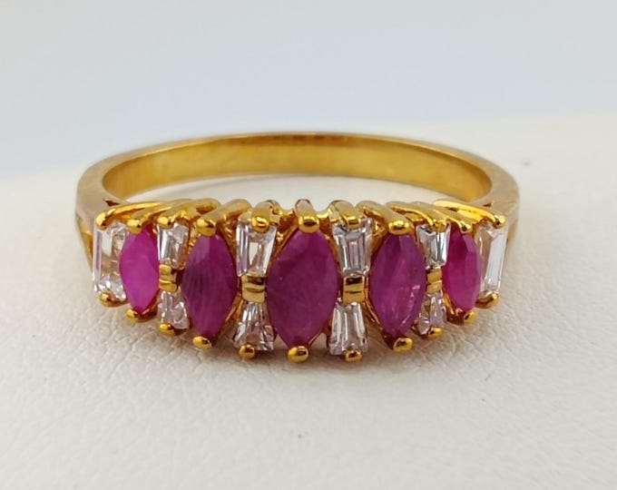 Stunning Fracture Filled Marquis Ruby and Tapered Baguette CZ Stackable ...