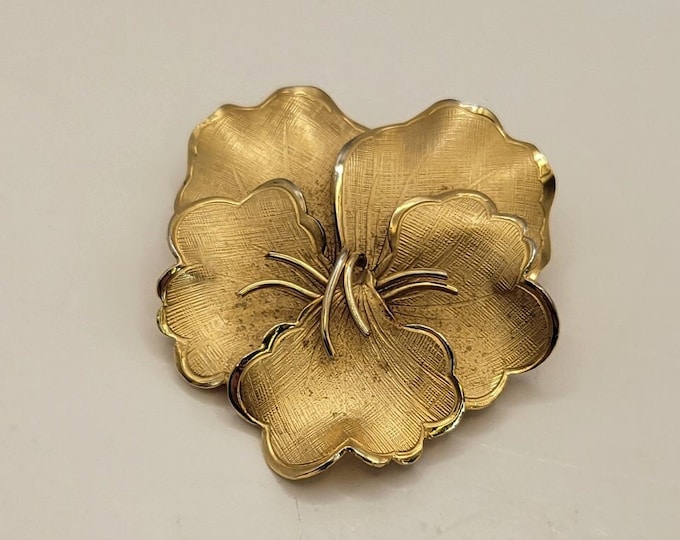 Vintage 12K Gold Filled Flower Pin - Textured Gold Filled Dainty Floral ...
