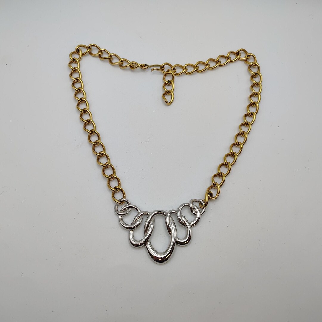 Monet Chunky Two Tone Graduated Loop Heavy Chain Frontal Necklace ...