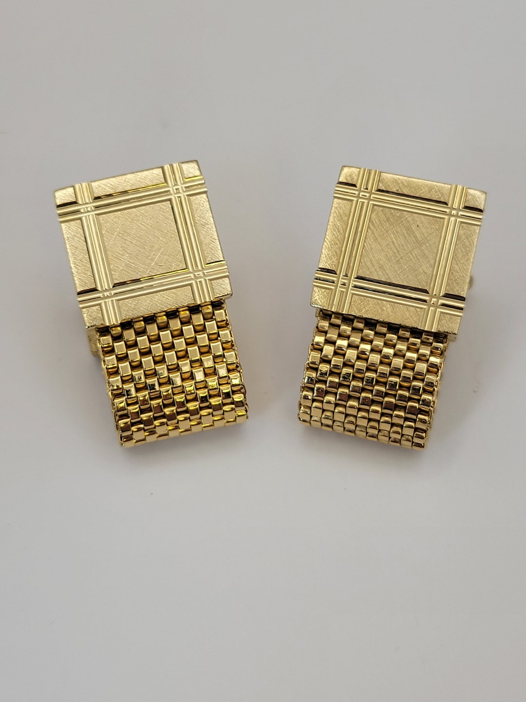Dante Square Mesh Cuff Links- Vintage Cuff Links- Unisex Cuff Links ...