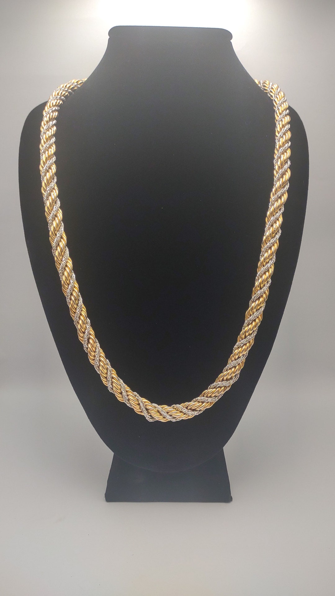 Grosse Germany Vintage Two Toned Twisted Rope Chain Necklace Chunky ...