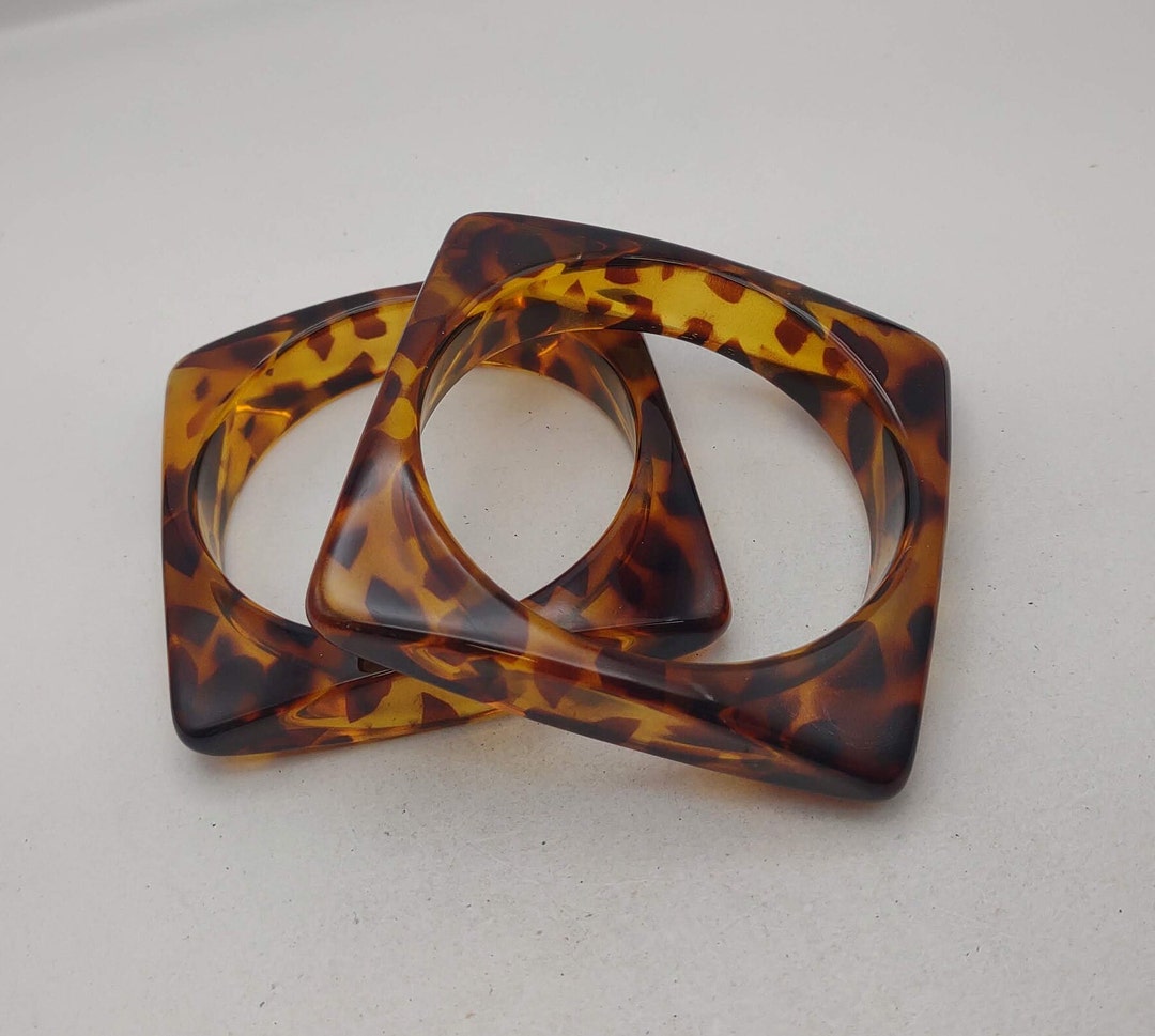 1990s Square Torte Plastic Bangle Bracelet Geometric Shaped Bracelet ...