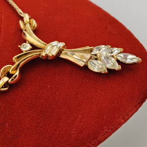 Vintage Crown Trifari Rhinestone Necklace – Gold Tone Dangle, Formal ...