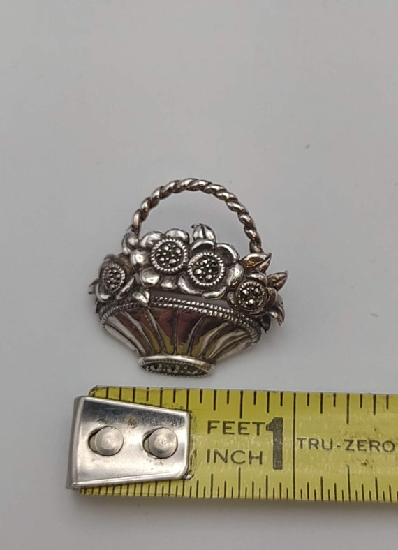 Judith Jack- 925 Silver Marcasite Floral Basket Pin- … - Gem