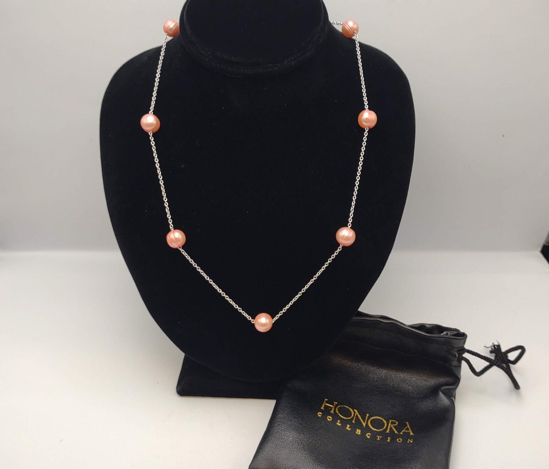 Freshwater Honora Pearl Stainless Steel Station Necklace- Vintage ...