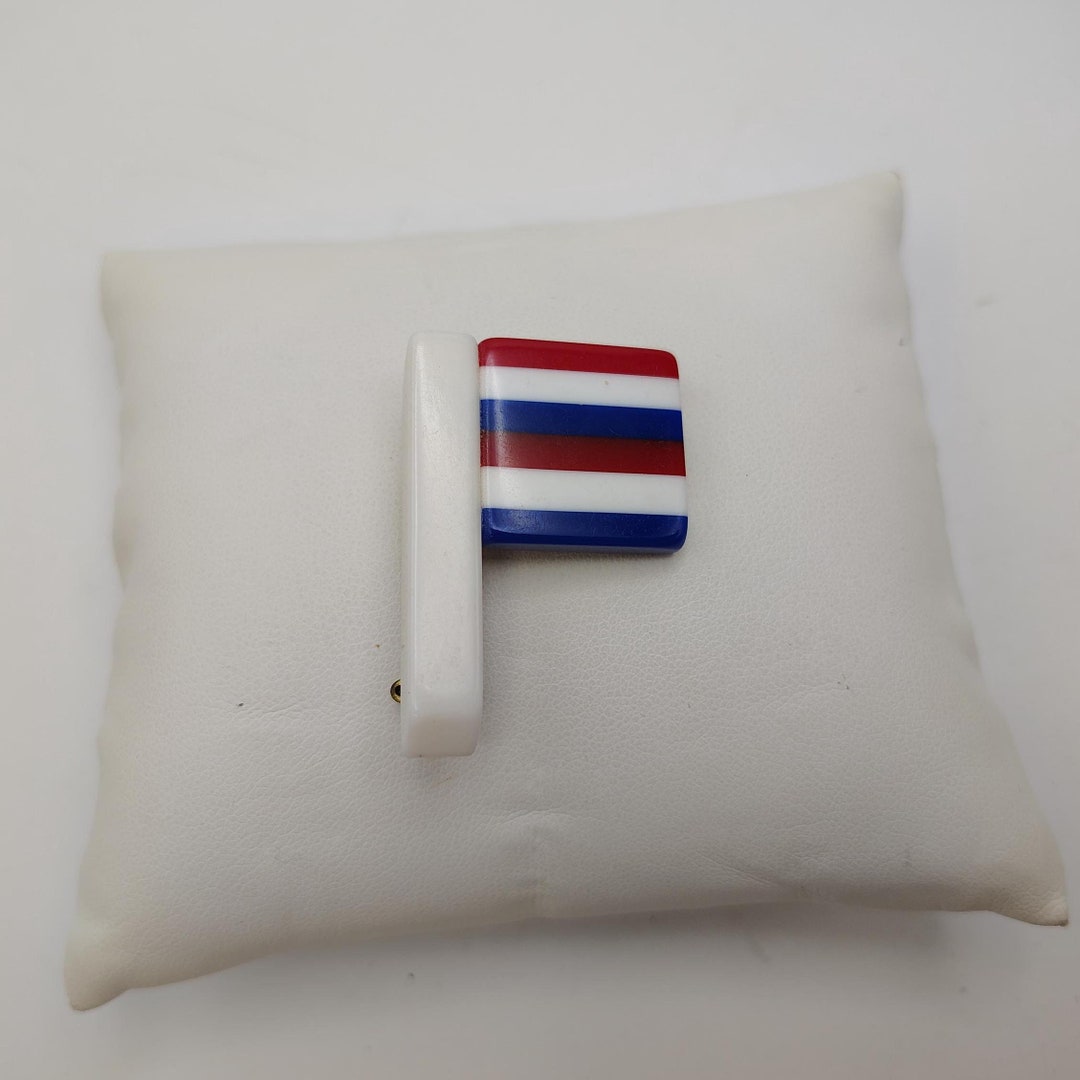 Red White and Blue Layered Plastic Flag Pin- Vintage Costume Jewelry ...