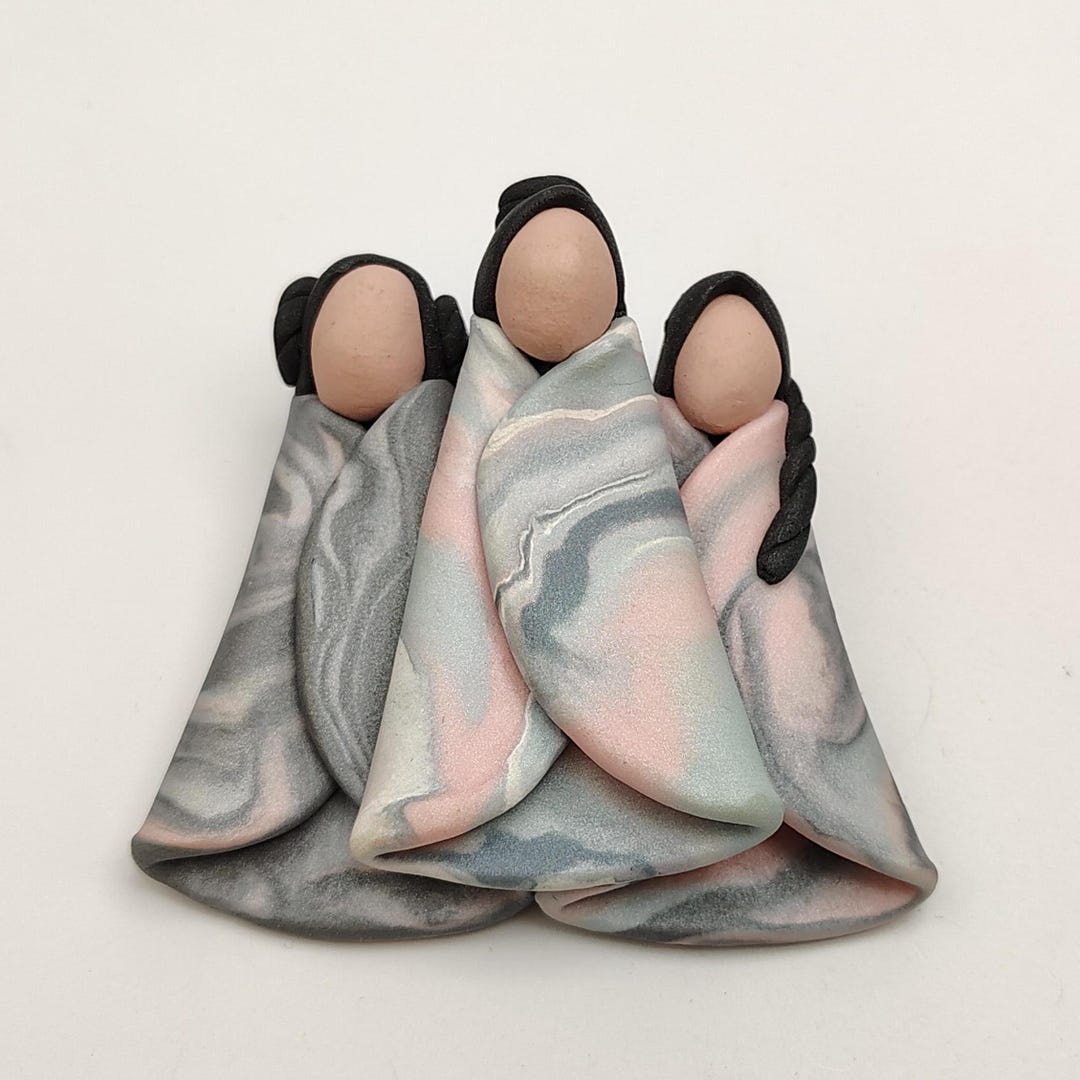 Handmade Clay 3 Native American Indian Maiden Brooch- Vintage South ...