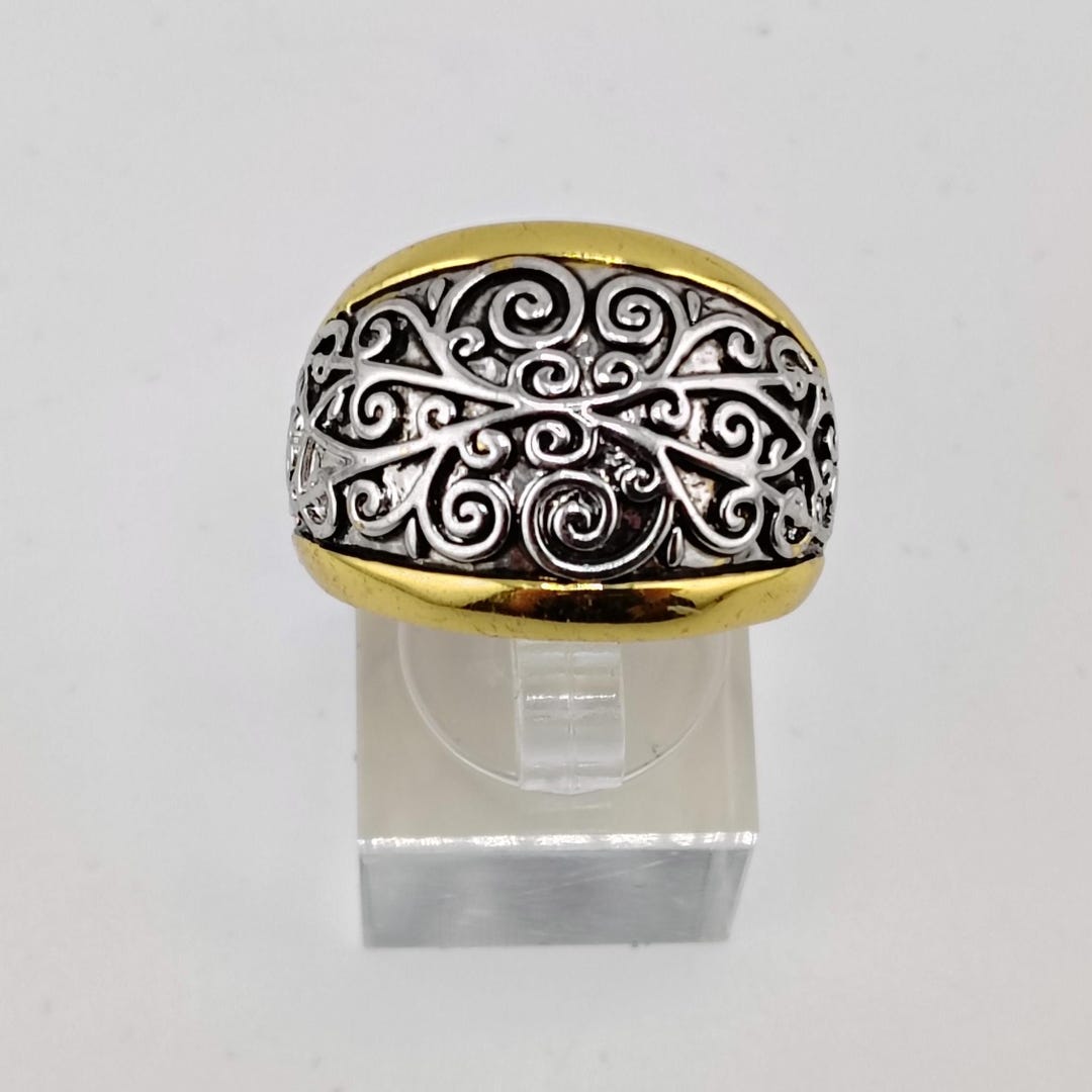 Vintage Two-tone Swirl Ring – Gold & Silver Tone, Size 9 1/2 - Etsy