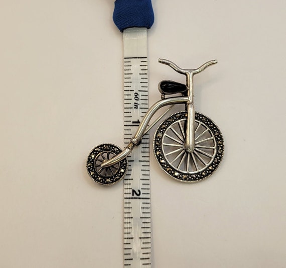 Vintage Marcasite and Silver Bicycle Pin with Moveabl… - Gem