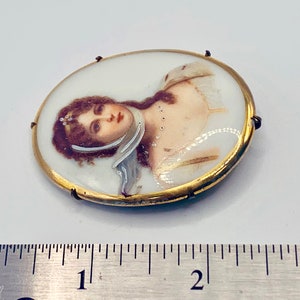 Antique Porcelain Woman's Portrait Pin Item K 1618 - Etsy