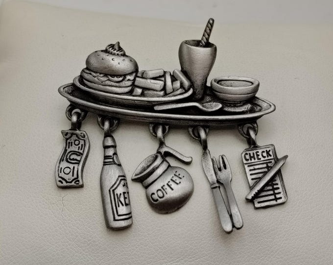 JJ Whimsical Dangling Burger Shop Dangling Diner Goer Pin- Waitress ...