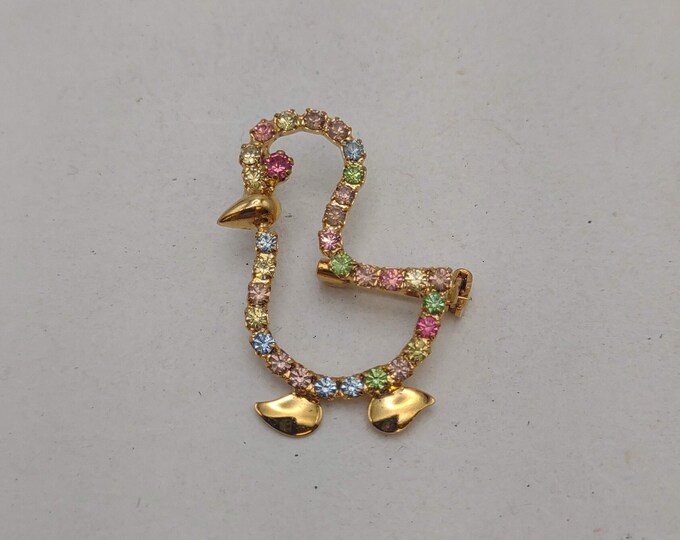 Vintage Easter Chick Pin- Pastel Prong Set Rhinestone Easter Pin ...