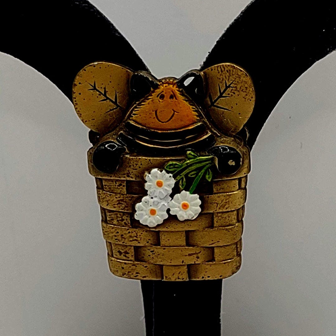 Vintage JJ Enameled Bee Pin – Bronze Basket of Flowers - Etsy