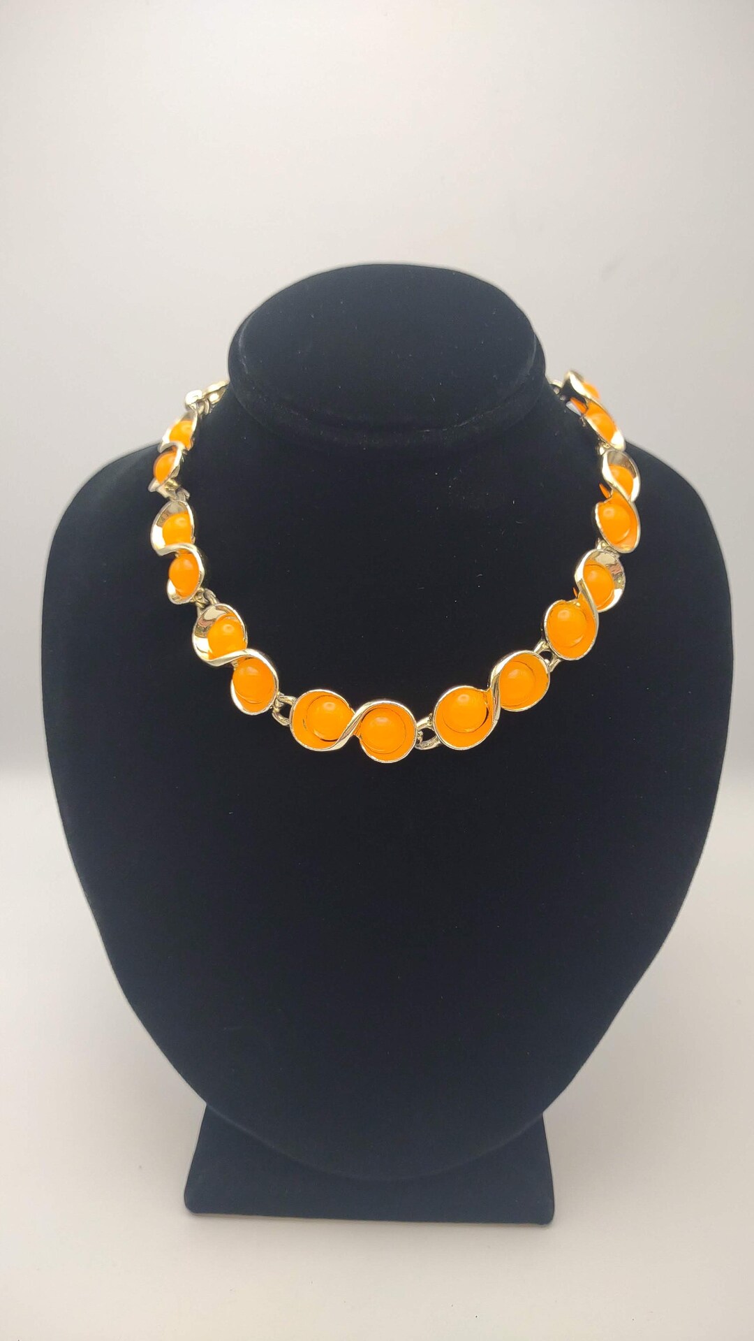 Orange Moonbeam Lucite- 1960s Necklace- Go-go Style- Orange Bead ...