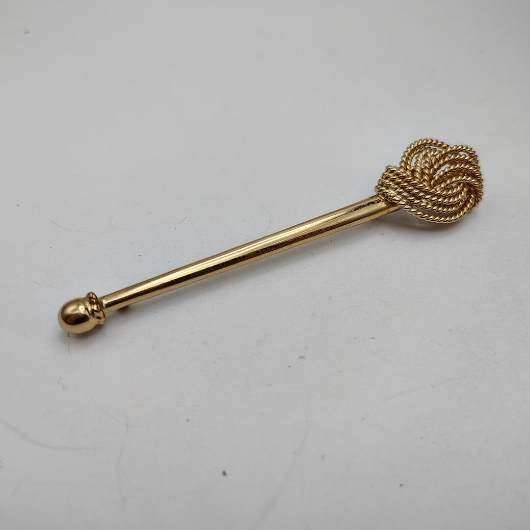 Napier Gold Tone Rope Textured Knot Scepter Stick Boutonniere Brooch ...