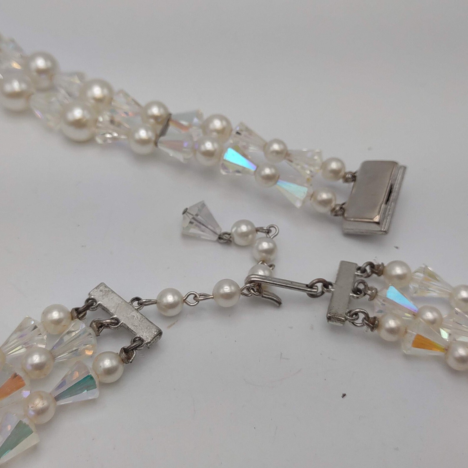 1950s Aurora Borealis Faux Pearl Necklace Bracelet Set - Etsy