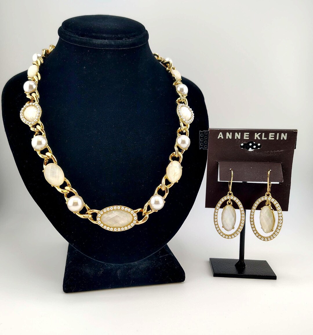 Anne Klein Faux Pearl & Mother of Pearl Necklace Earring Set - Etsy