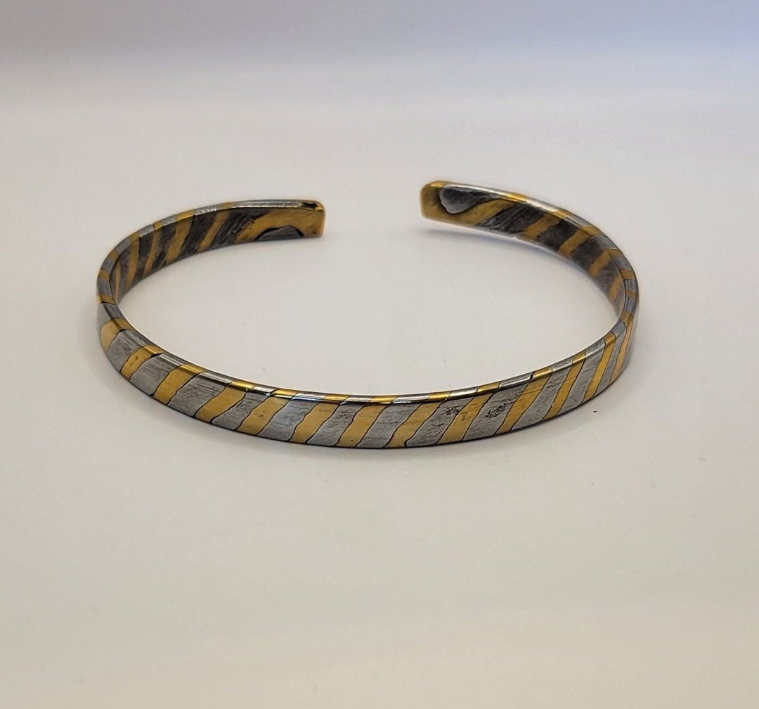 Vintage Hand Crafted Twisted Brass Cuff Bracelet - Striped Metal Cuff ...