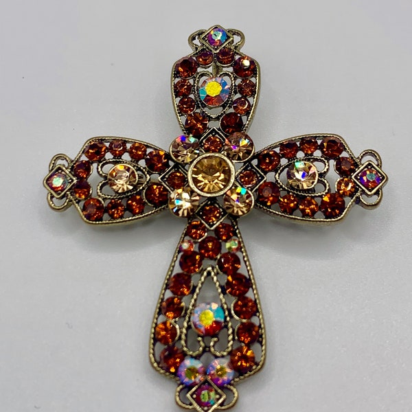 Rhinestone Cross Pin - Etsy