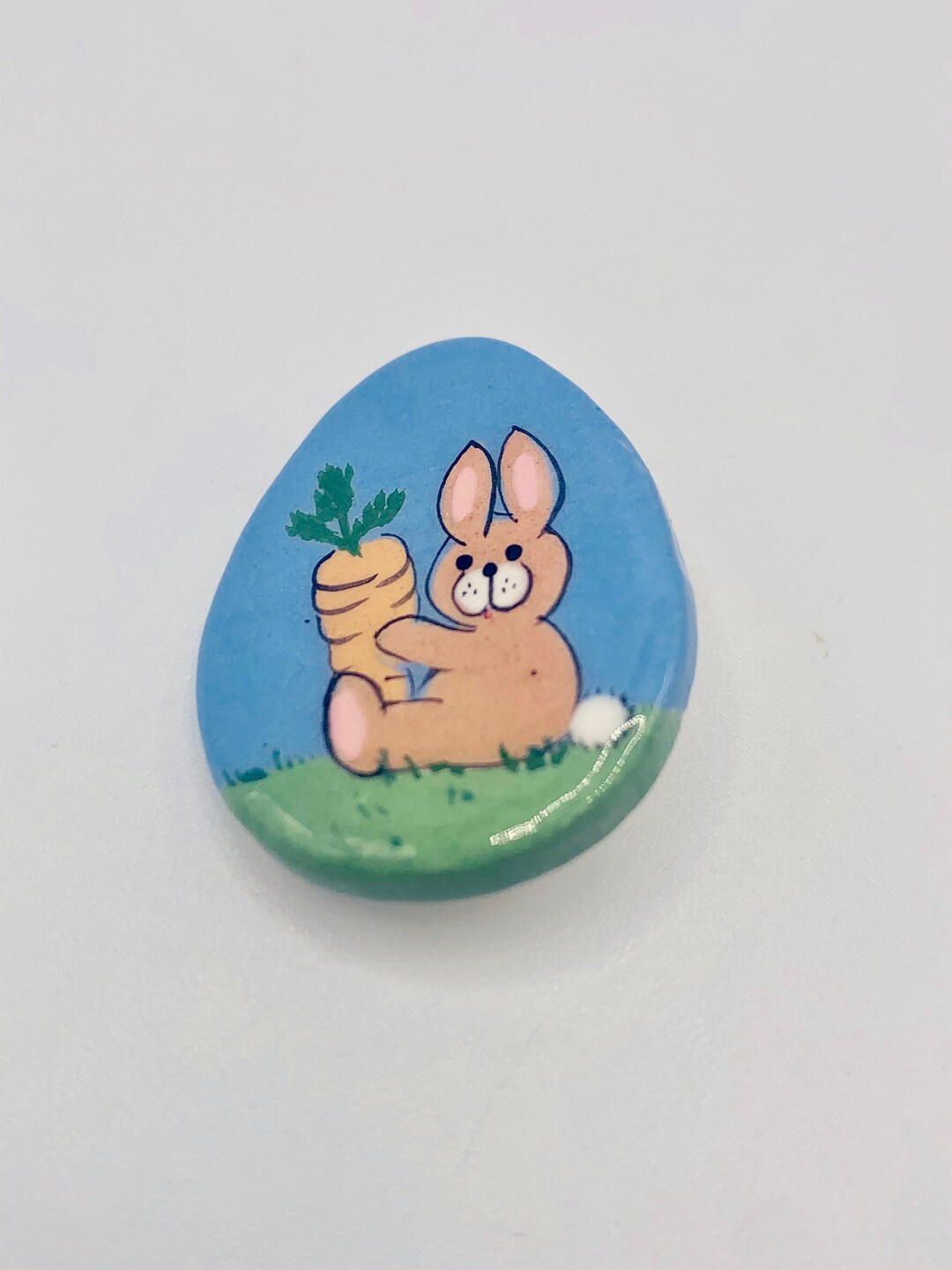 Ceramic Easter Egg Pin- Bunny and Carrot Pin- Vintage Easter Pin- Gift ...