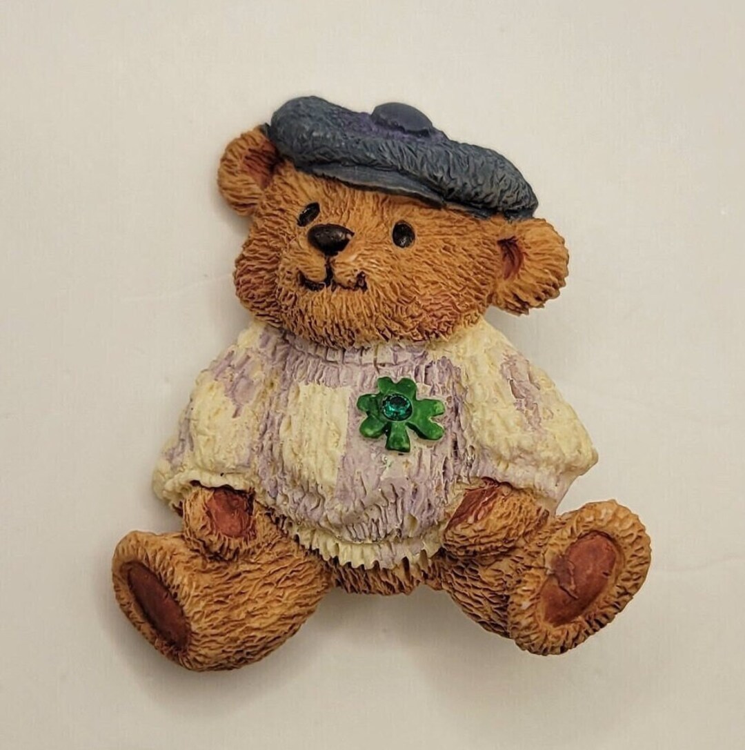 Retro Irish Teddy Bear Pin Textured Teddy Bear Wearing a Comfy Sweater ...