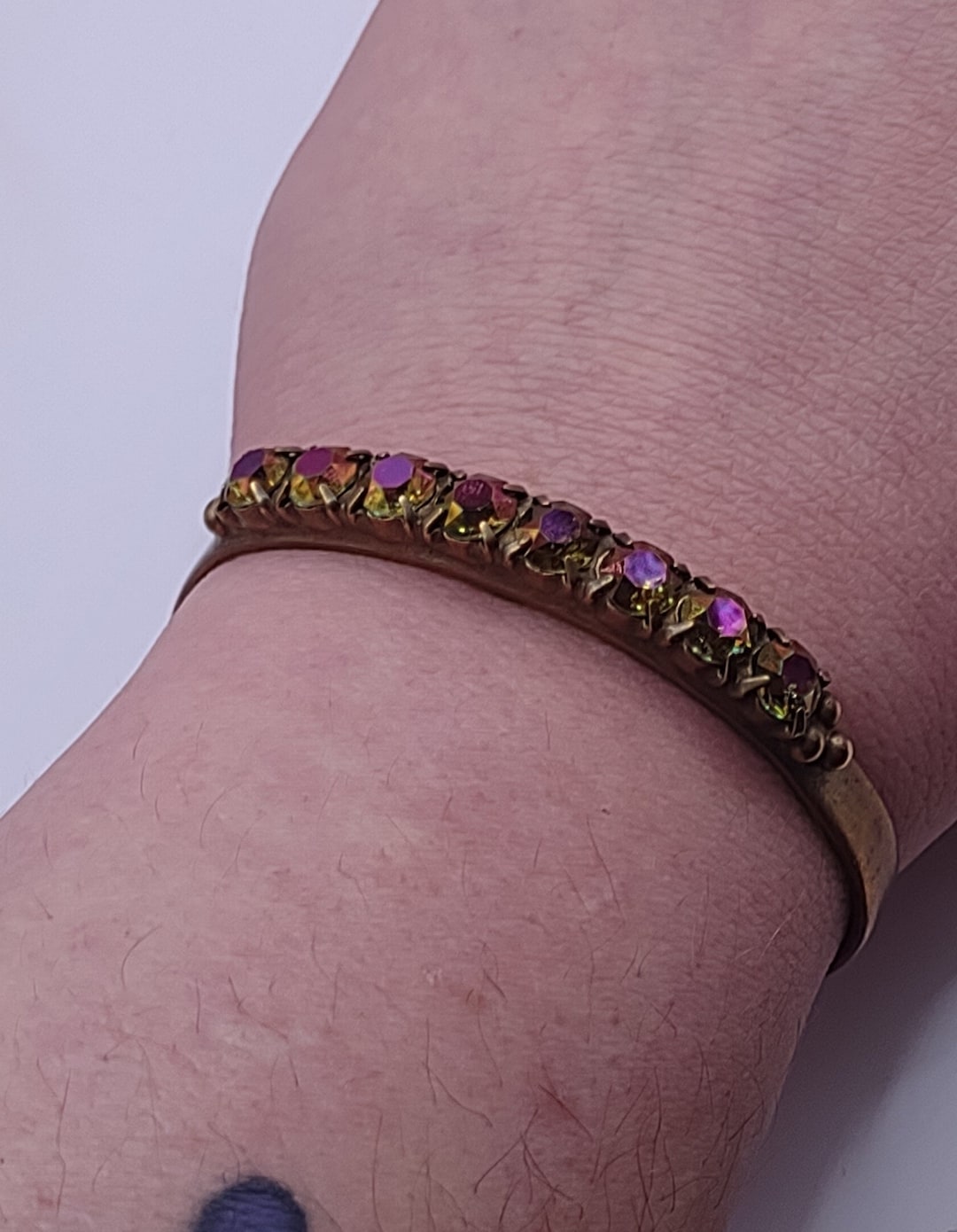 Sorrelli- Vintage Sorrelli Cuff Bracelet- Pink Iridescent- Pink Crystal ...