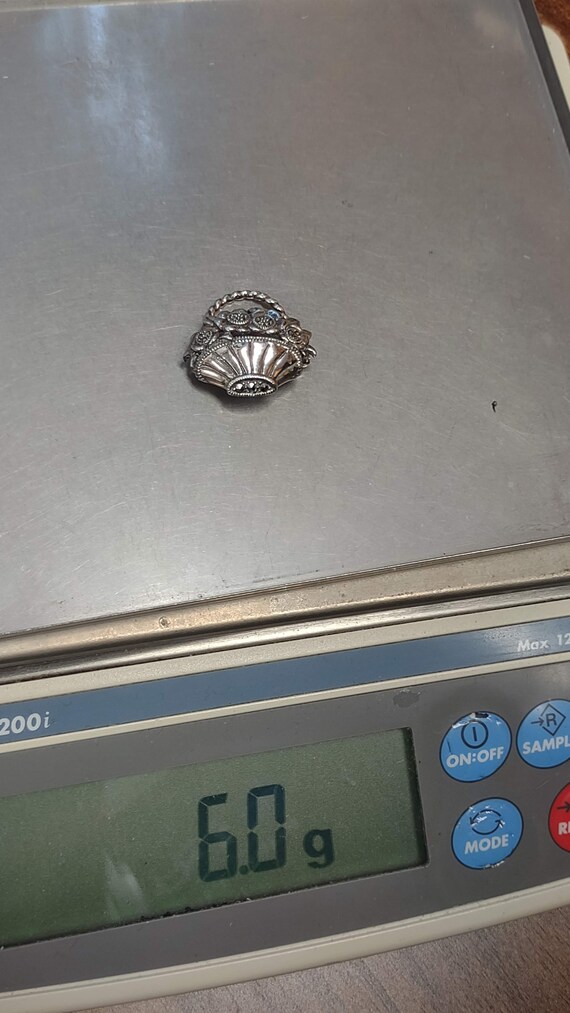 Judith Jack- 925 Silver Marcasite Floral Basket Pin- … - Gem